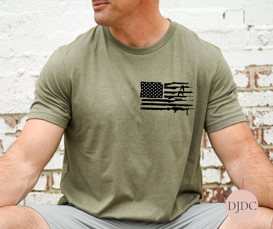 Mens 2A Flag Patriotic Pocket Graphic Tee | Double J Designs Co